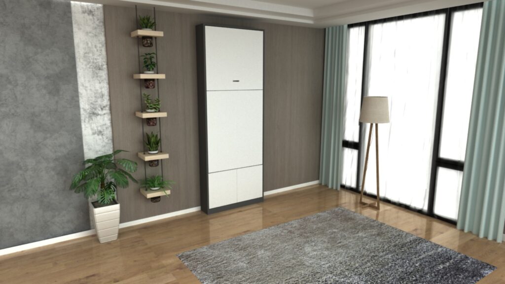 Wall Mounting Pull Down Table With Hidden Storage Space - Spacekoncept