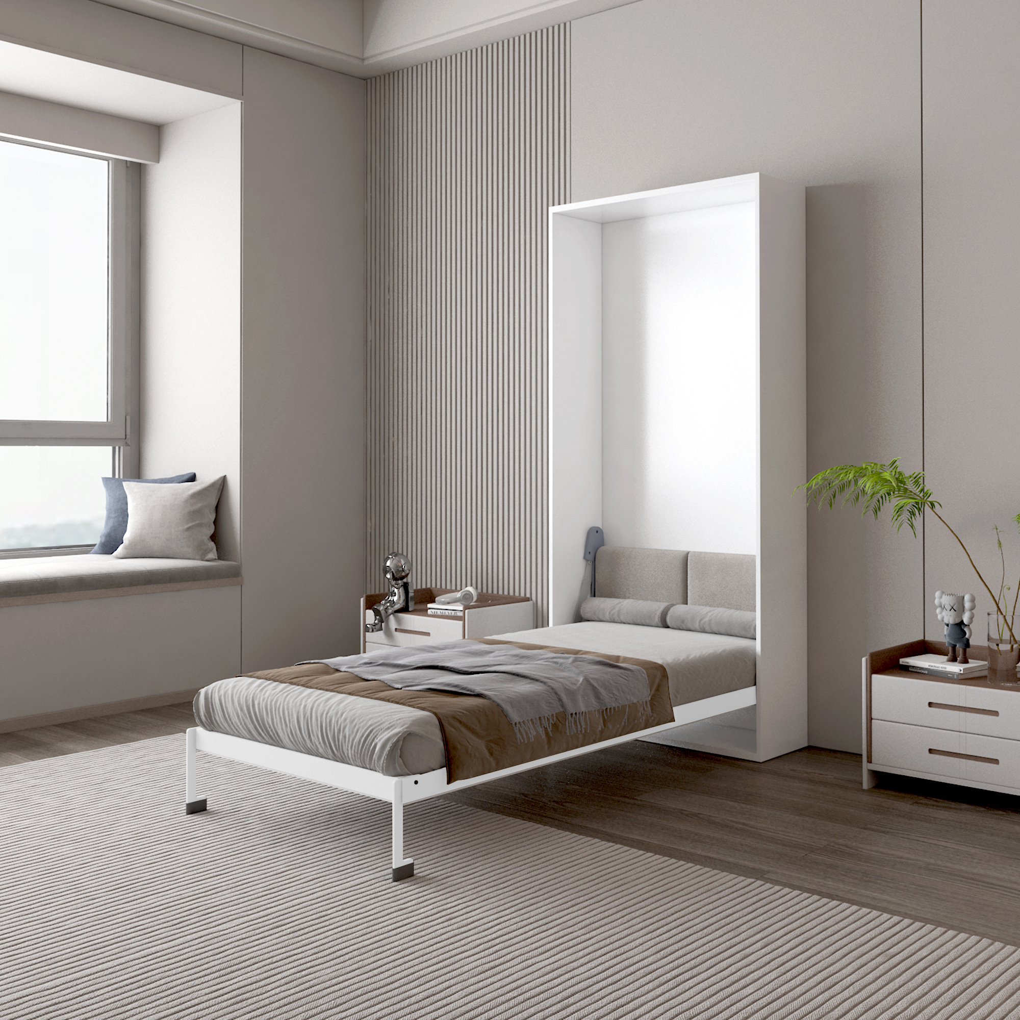 Comfiz WHITE Vertical Super Single Murphy Wall Bed No Table – Selected ...